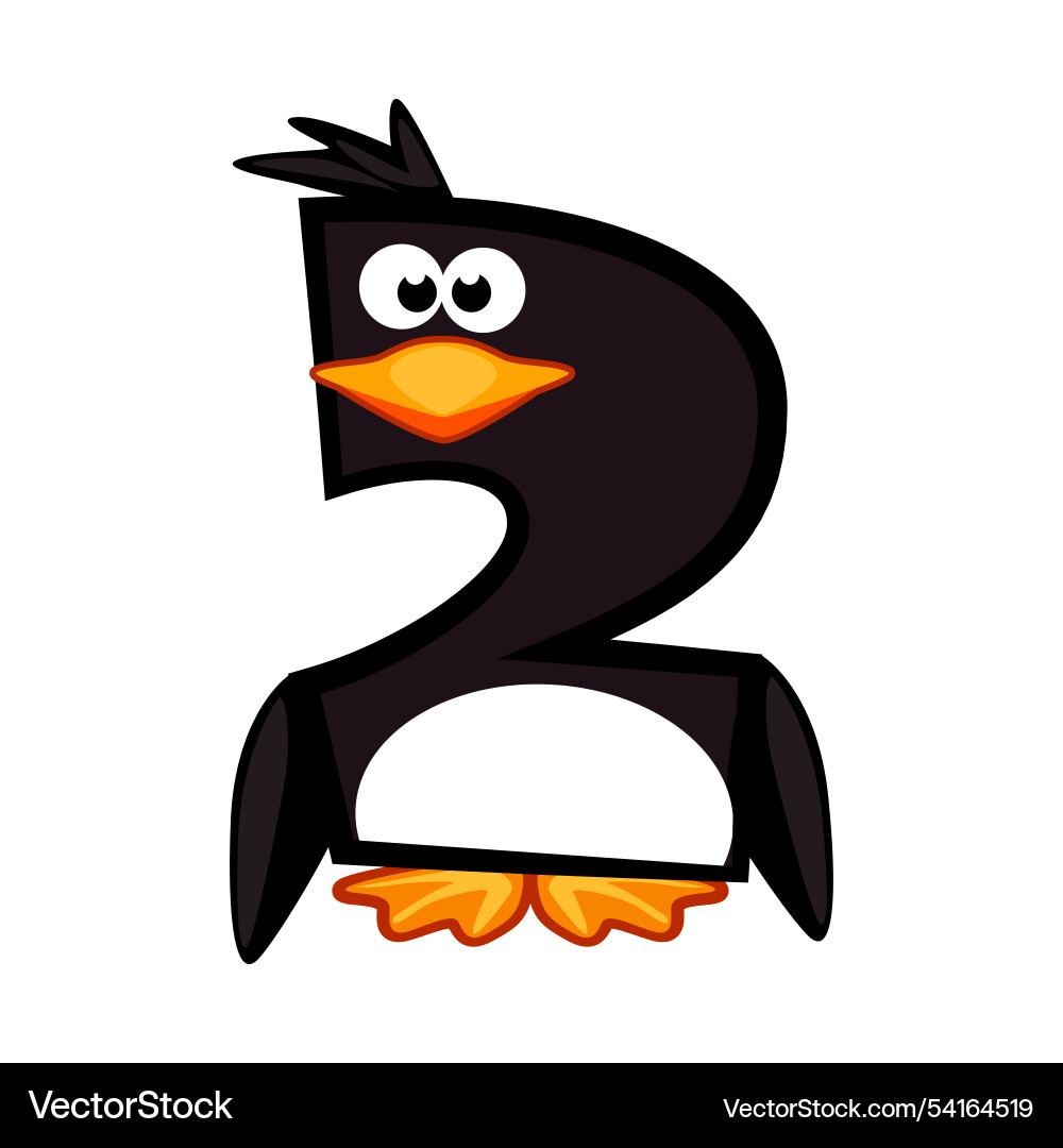 Cartoon number 2 like penguin figure two Vector Image