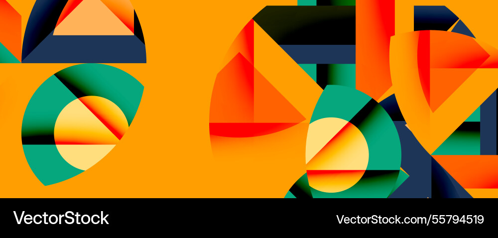 Circles semi circles squares and round triangles Vector Image