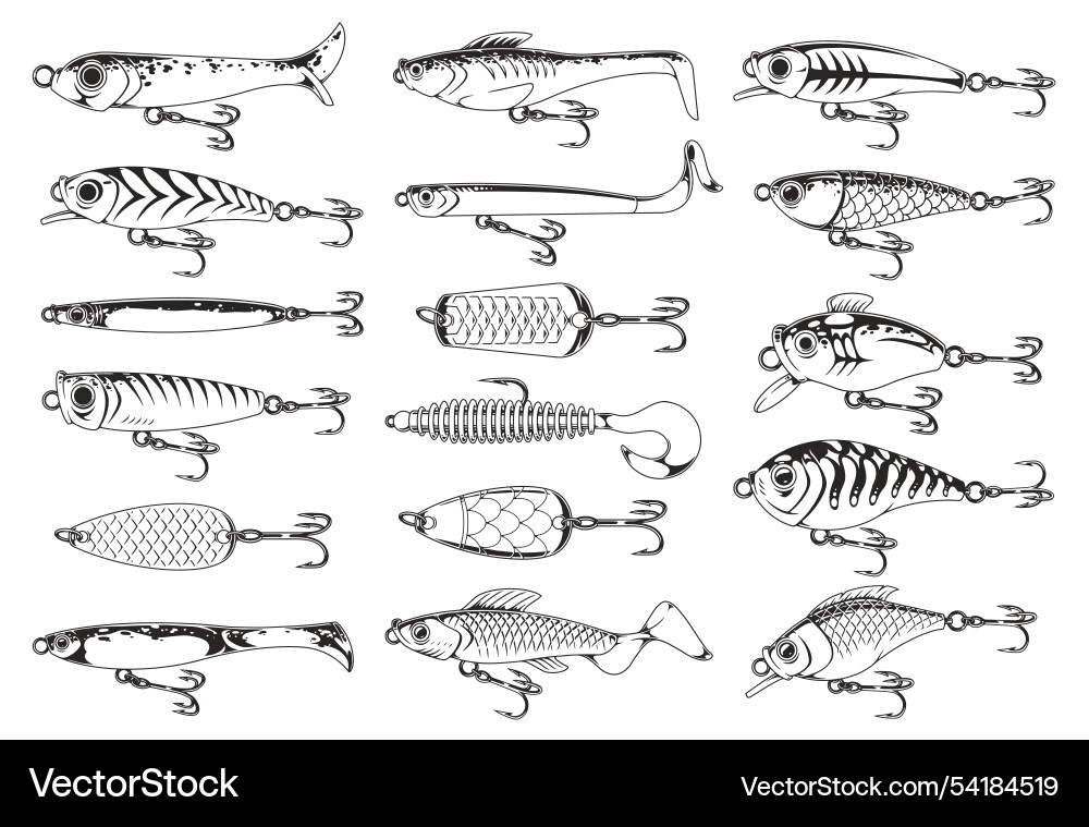 Fishing Lures Collection Royalty Free Vector Image