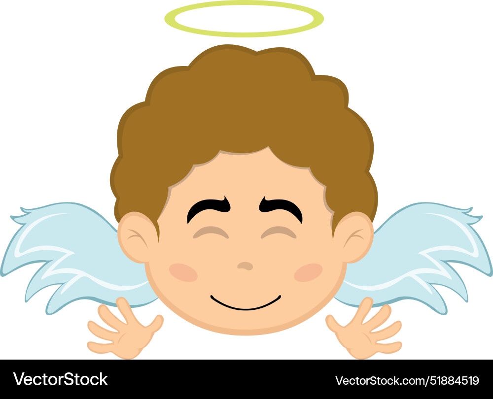 Head child angel hands waving Royalty Free Vector Image