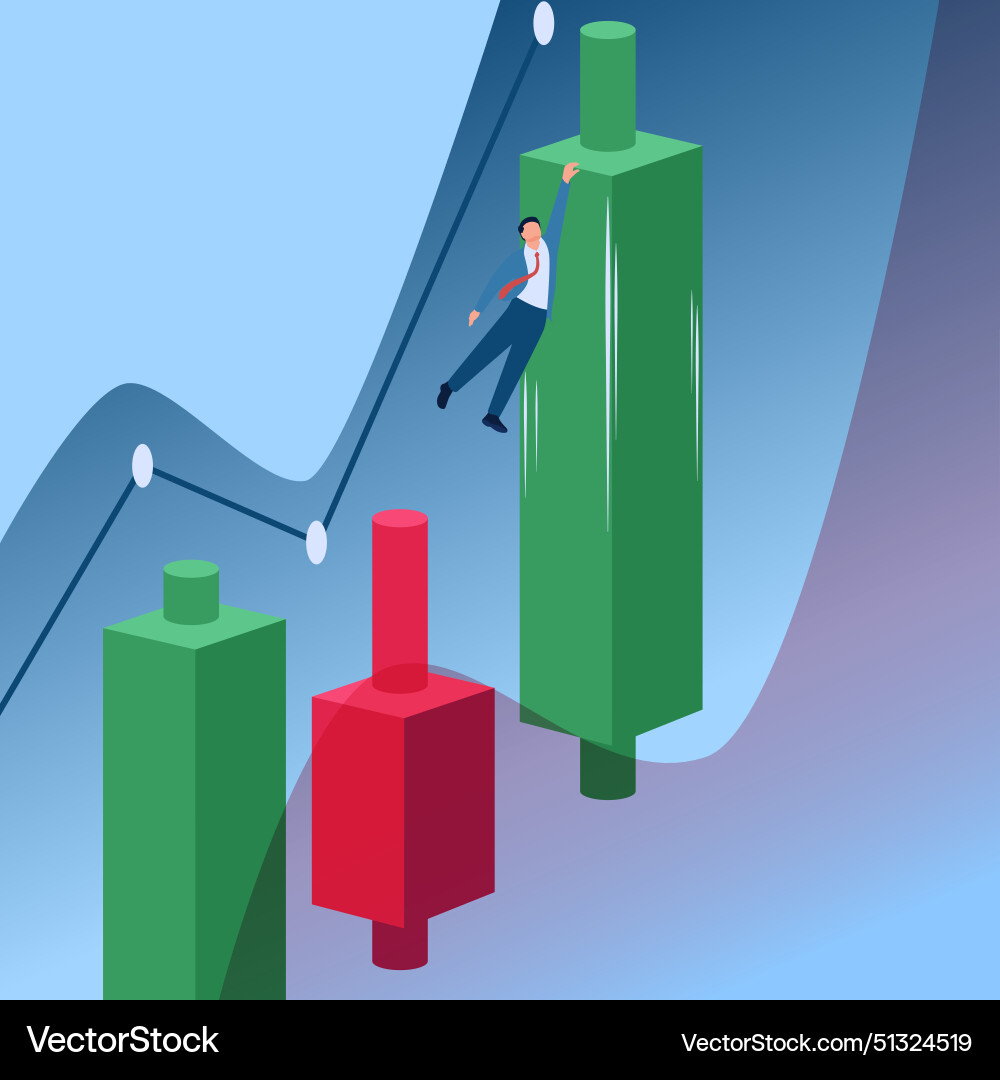 Man jumping trying to grab high rising Royalty Free Vector