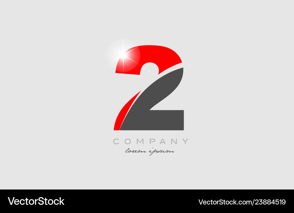 Modern Number 2 Logo - Red and Grey Royalty Free Vector