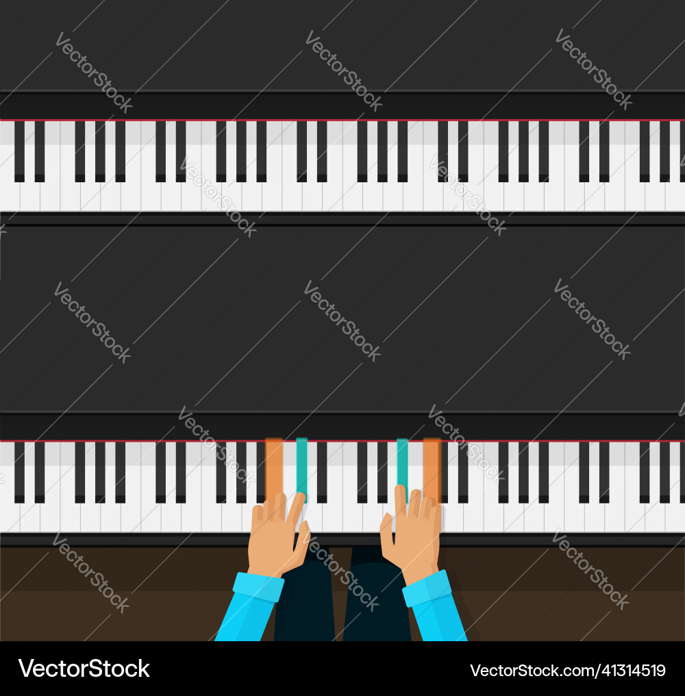 Piano key keyboard with player artist hands Vector Image