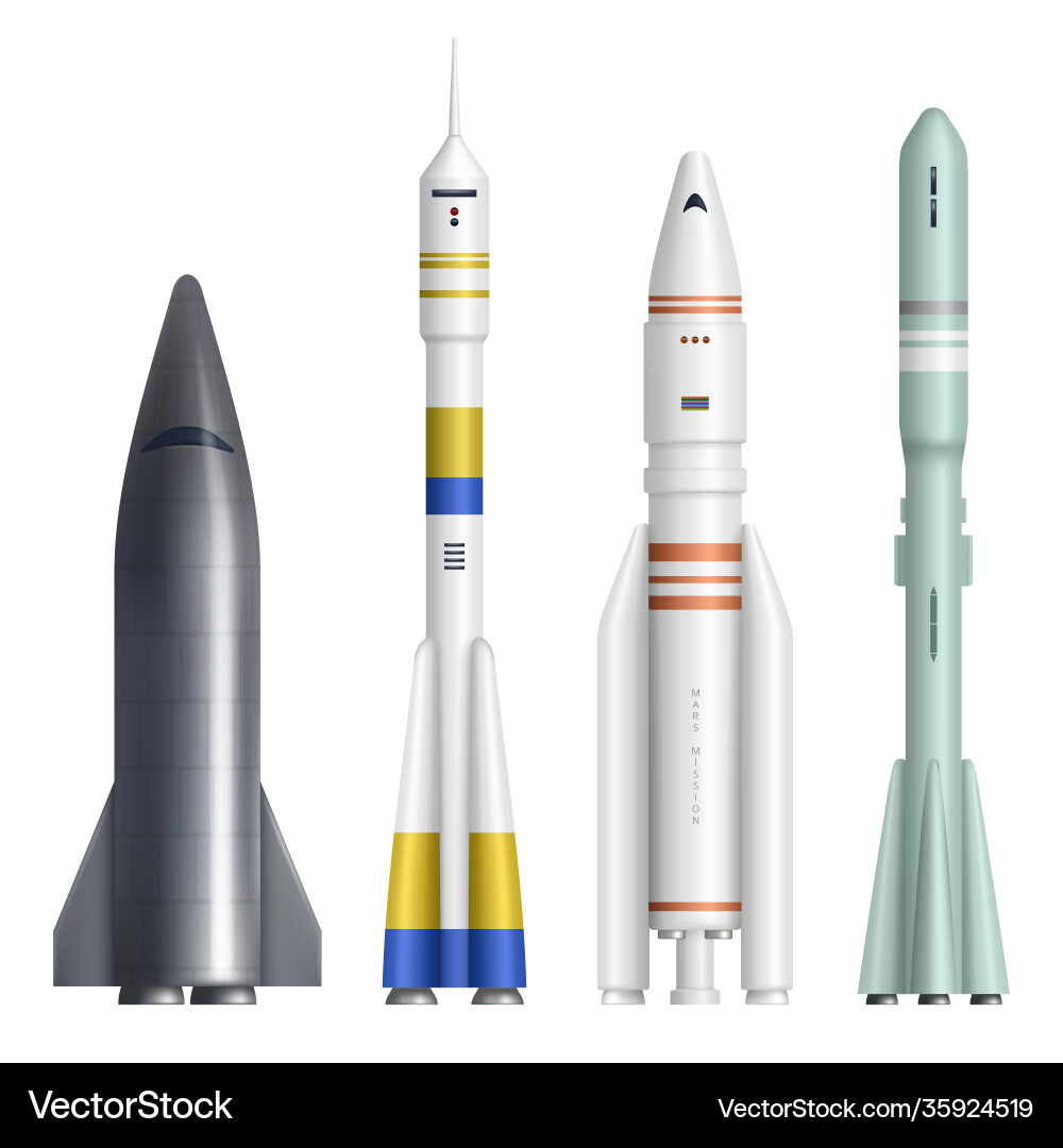 Realistic rocket spaceships launch futuristic Vector Image