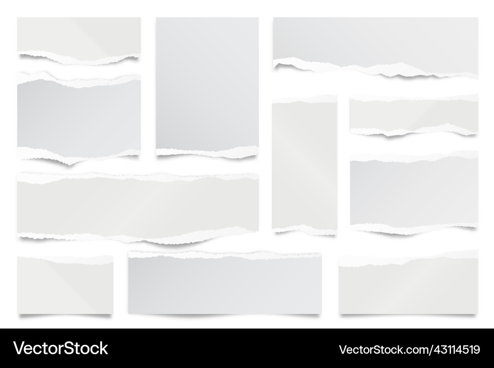 Ripped paper strips isolated on white background Vector Image