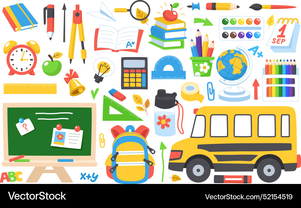 School elements collection children Royalty Free Vector