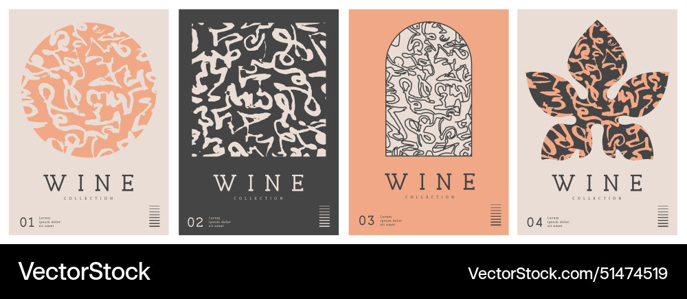 Set of modern posters with abstract wine textures Vector Image
