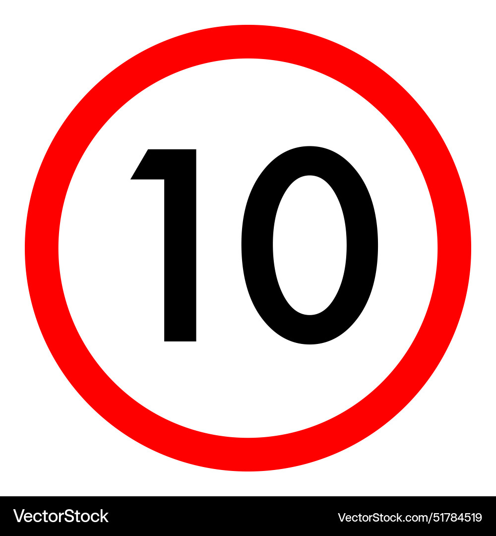 Speed limit 10 round road traffic icon Royalty Free Vector