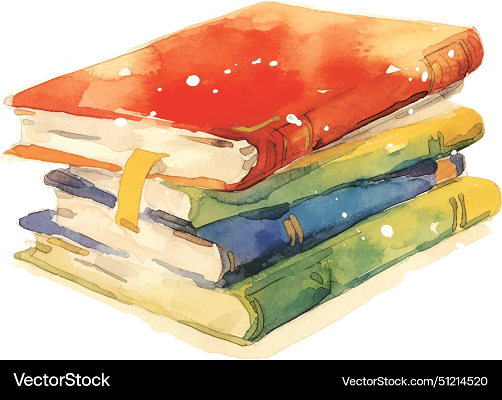 A stack of books with red book on top Royalty Free Vector