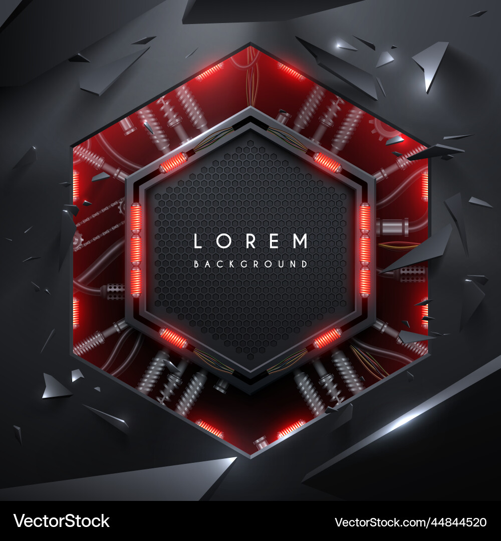 Abstract metal technology background with red Vector Image