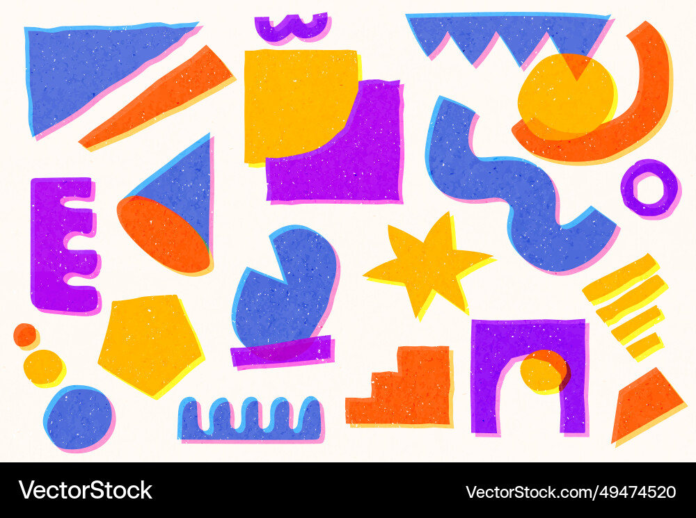 Abstract risograph shapes textured geometry Vector Image