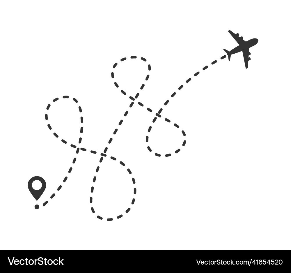 Airplane dotted path tracking Royalty Free Vector Image