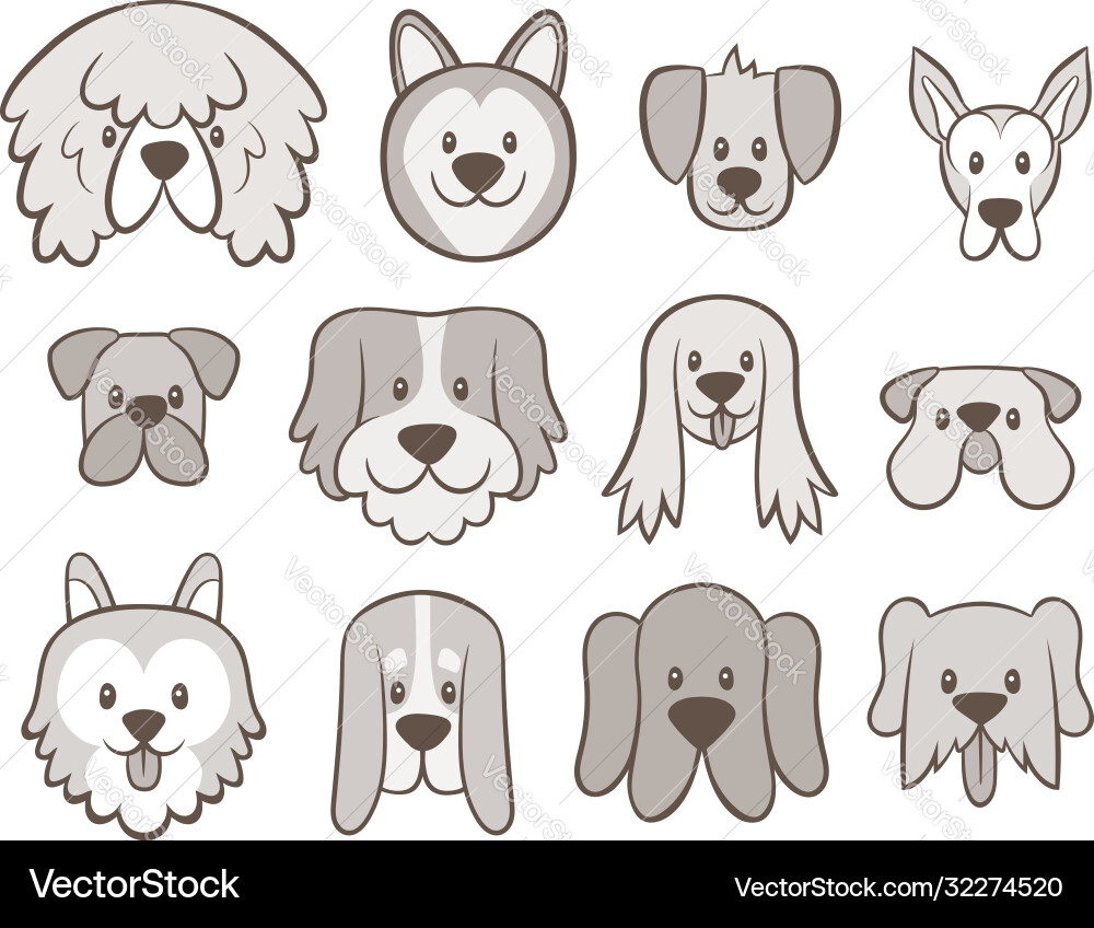 Hand drawn dog avatar collection Royalty Free Vector Image