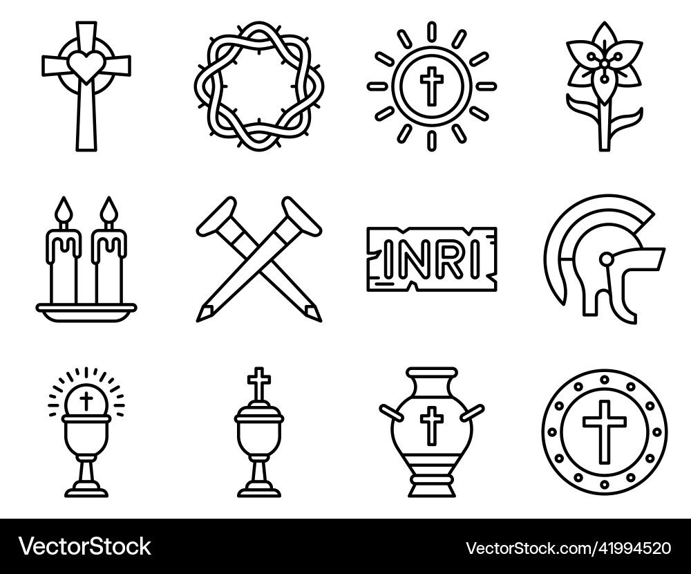 Holy week related line icon set 4 Royalty Free Vector Image