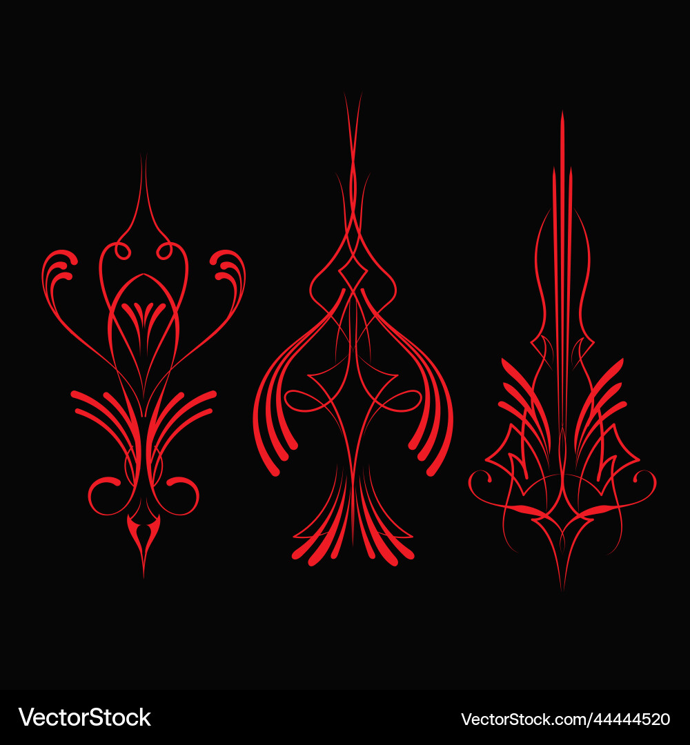 Set vintage red pinstrip graphic Royalty Free Vector Image