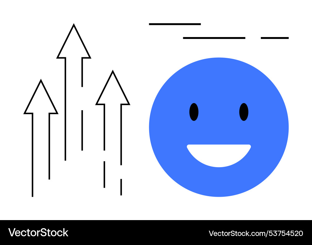 Upward arrows with smiling face symbolizing Vector Image