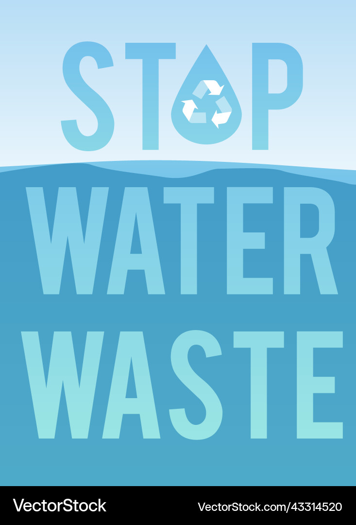 Water waste awareness poster environmental Vector Image