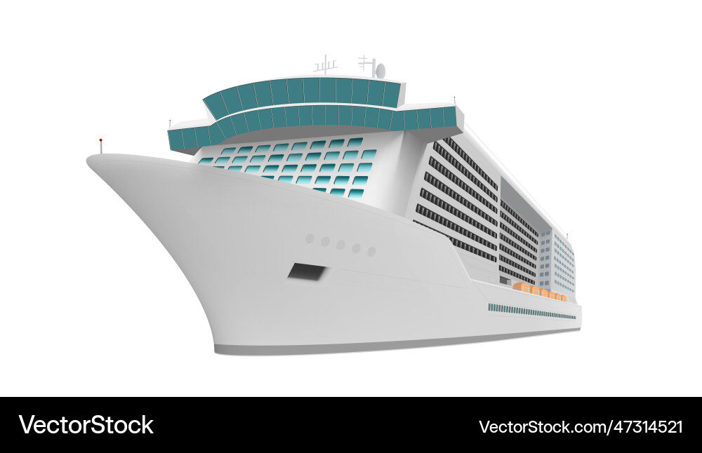 3d big white cruise liner perspective view Vector Image