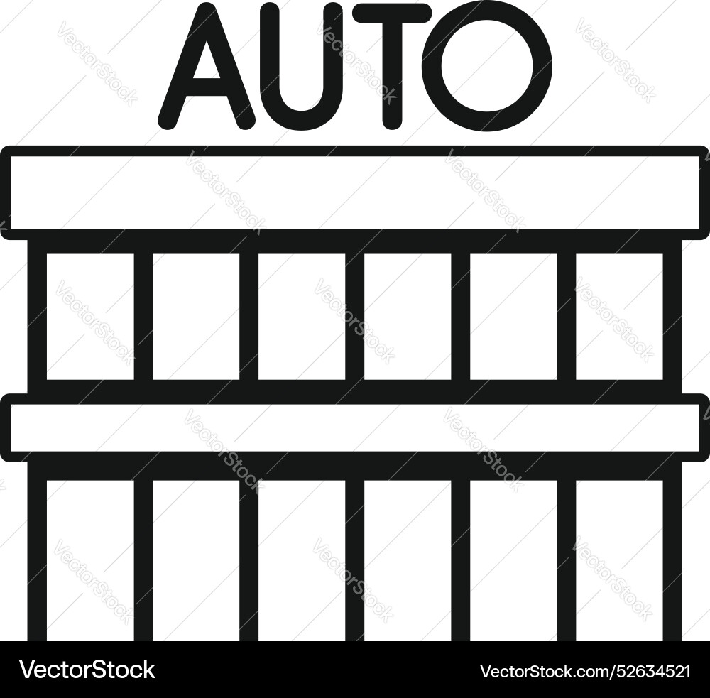 Auto dealership building facade drawing showing Vector Image