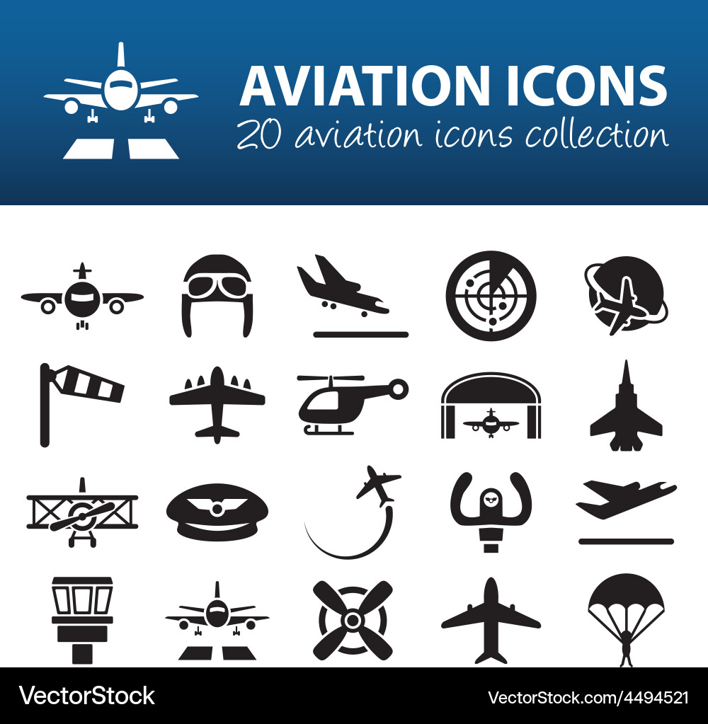 Aviation icons Royalty Free Vector Image - VectorStock