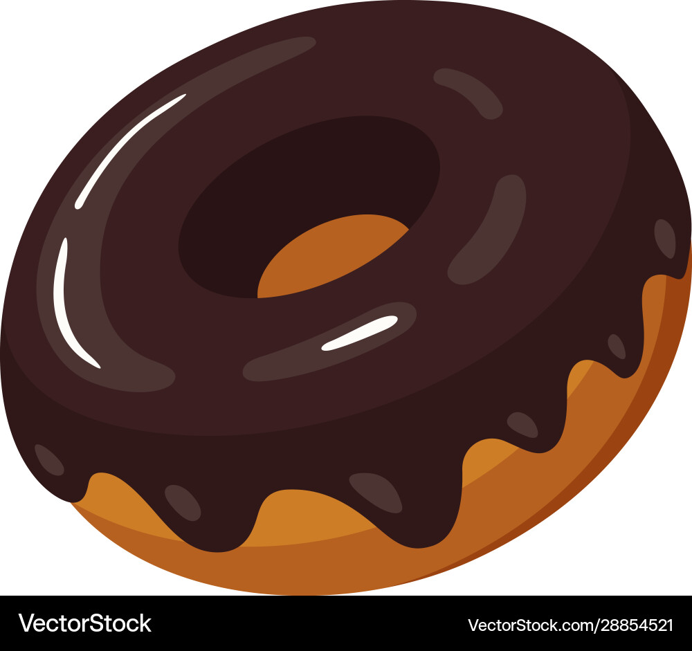 Chocolate snack donut icon frosted baked cake Vector Image