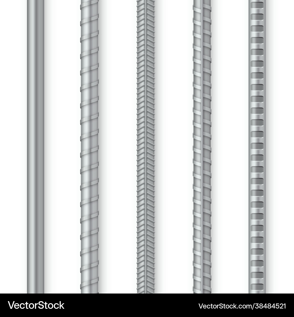 Collection metal rebars realistic Royalty Free Vector Image