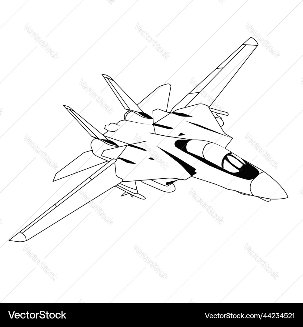 F14 tomcat outline jet fighter Royalty Free Vector Image