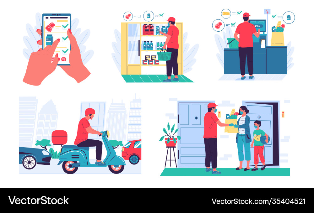 Food delivery products order service mobile Vector Image