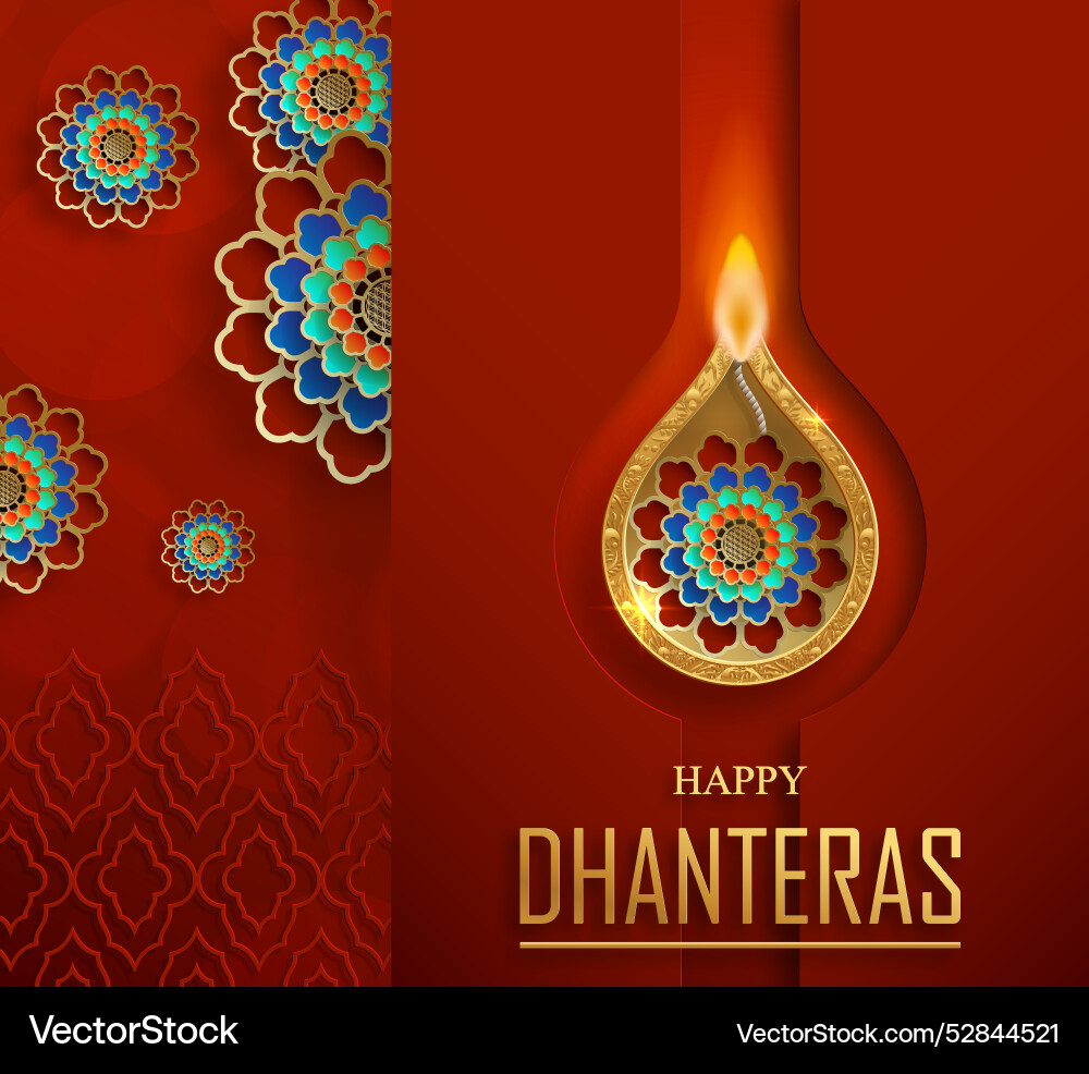 Happy dhanteras festival card Royalty Free Vector Image