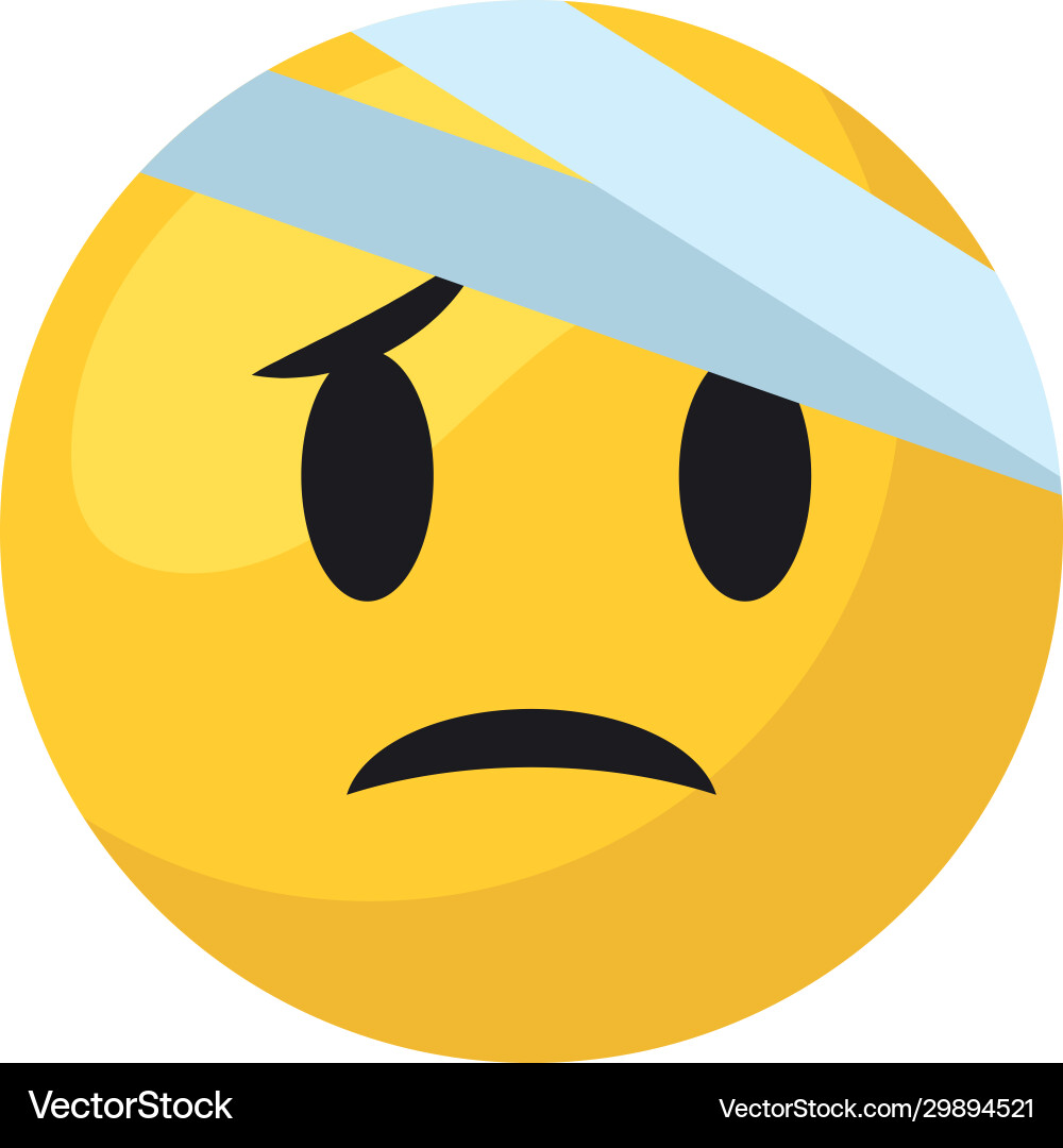 Hurt emoji face flat style icon design Royalty Free Vector