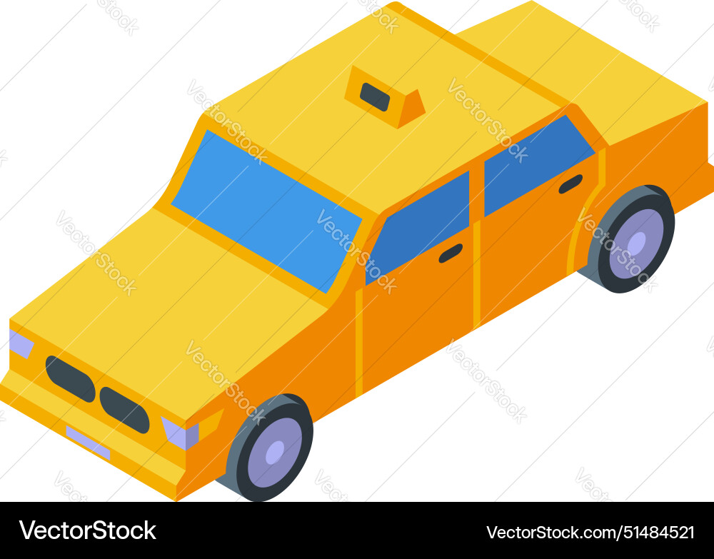 Isometric yellow taxi cab icon Royalty Free Vector Image