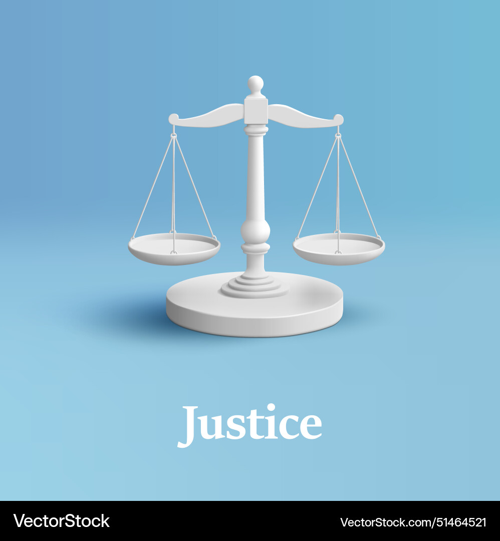 Justice white 3d scales law equality render Vector Image