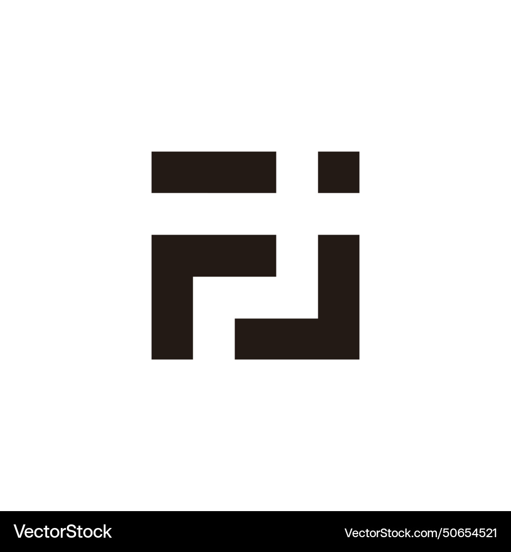 Letter fj stripes squares geometric logo Vector Image