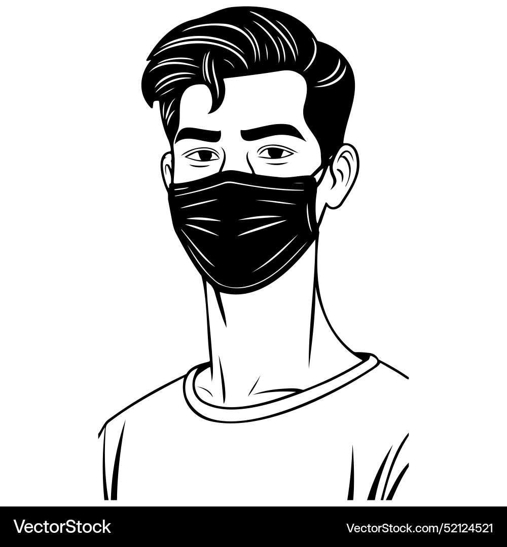 Line face mask ink hand drawn line transparent Vector Image