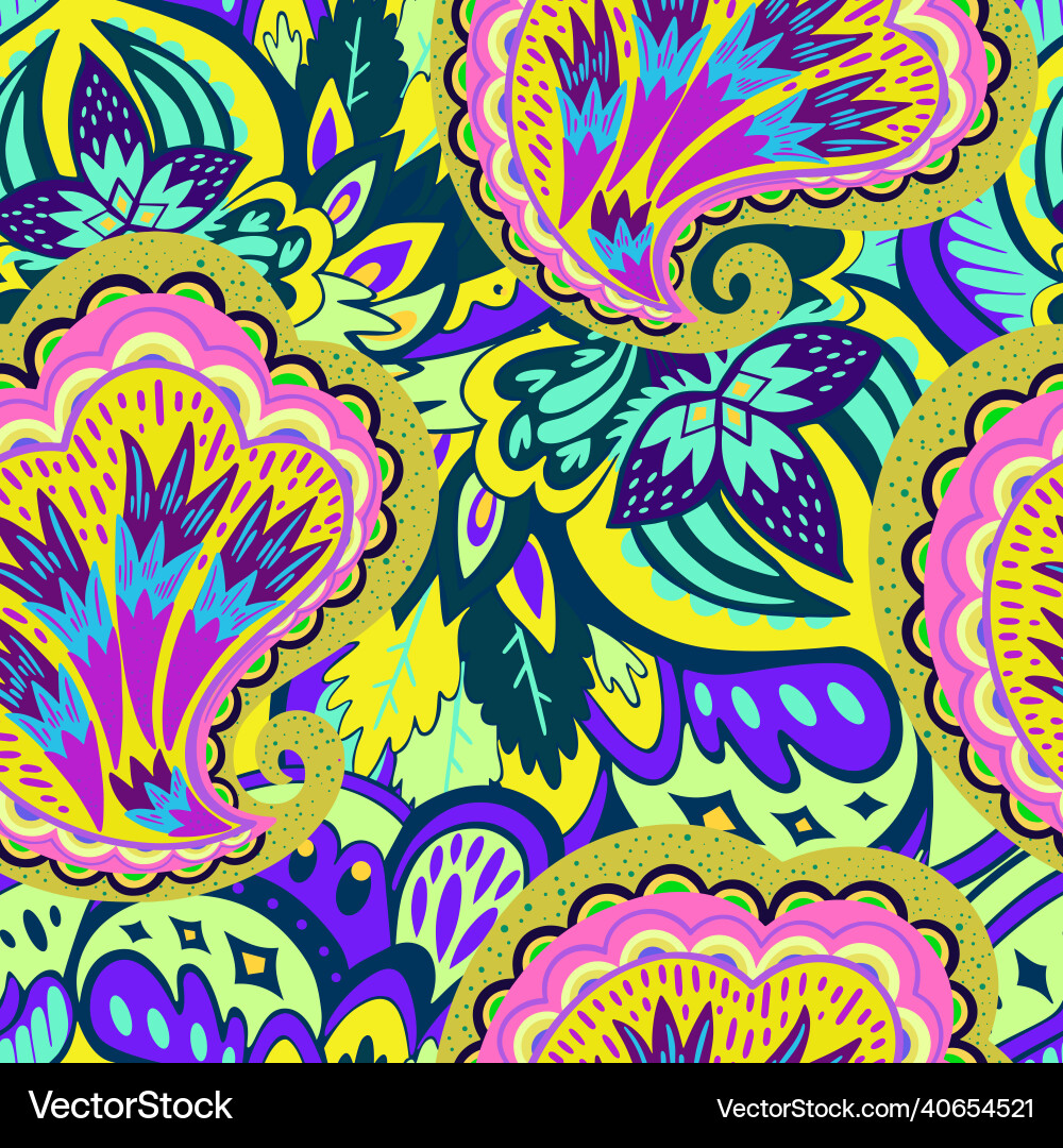 Psychedelic Floral Pattern Royalty Free Vector Image