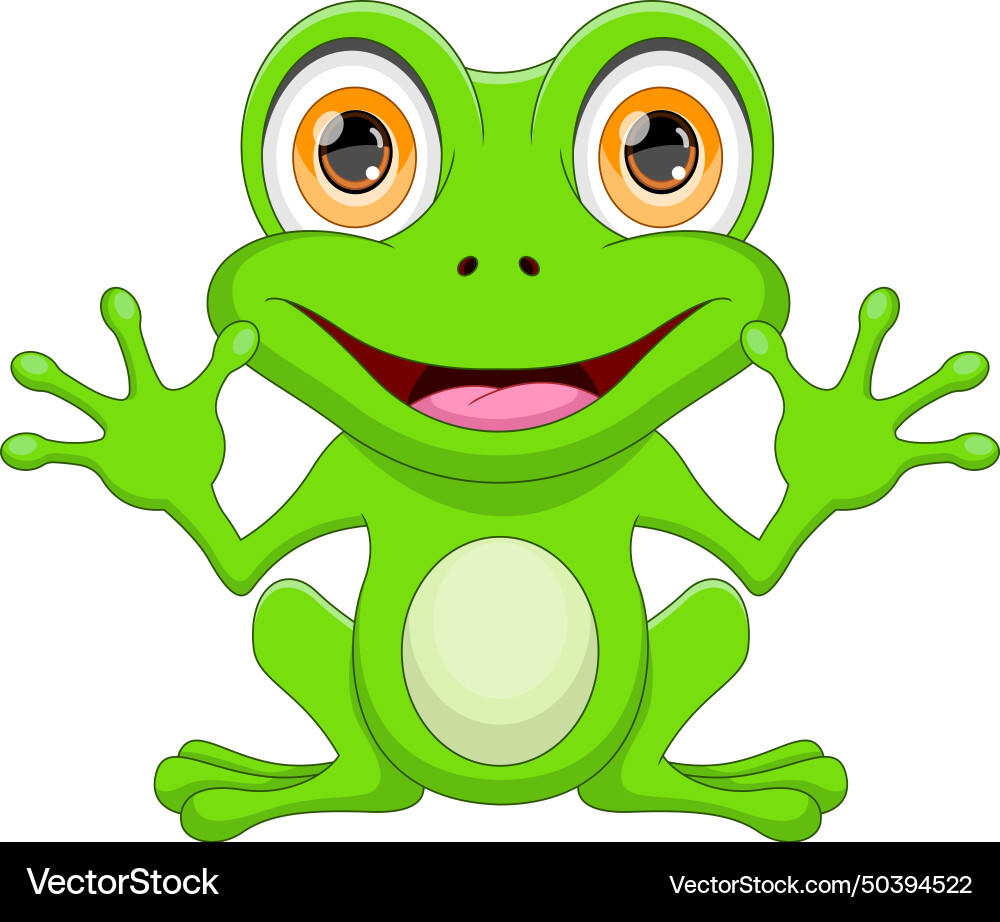 Cartoon cute frog waving Royalty Free Vector Image
