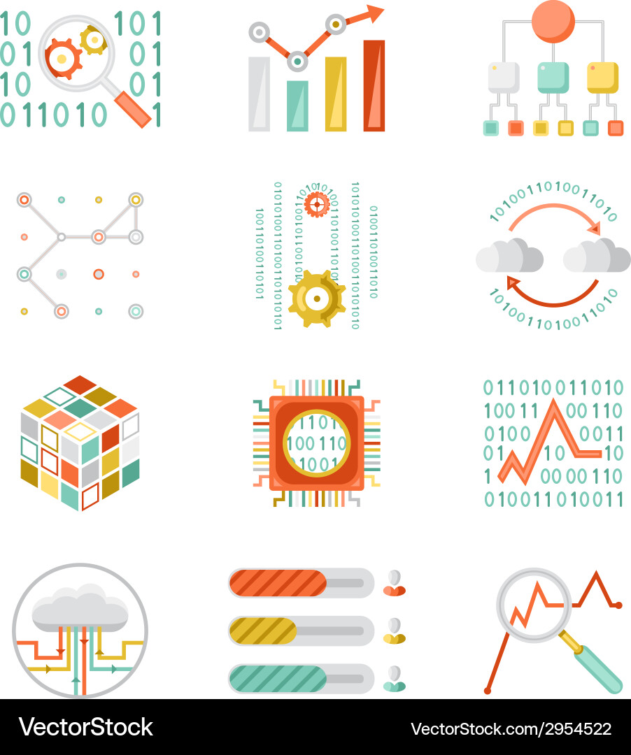 Data Analytics Silhouette Icons Royalty Free Vector Image
