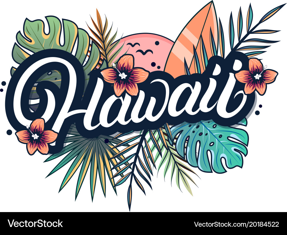Hawaii hand written lettering Royalty Free Vector Image