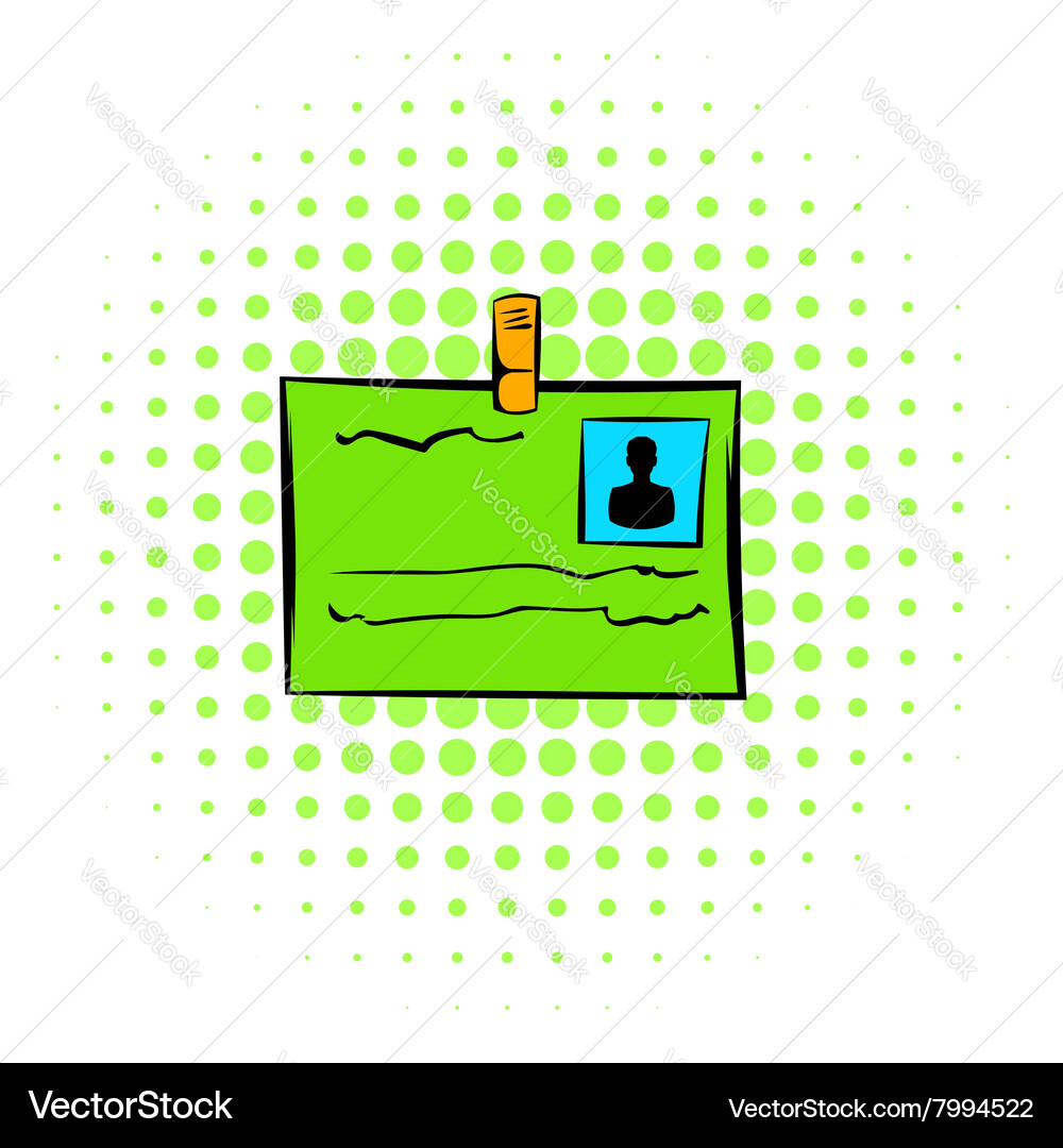 Identification card icon comics style Royalty Free Vector