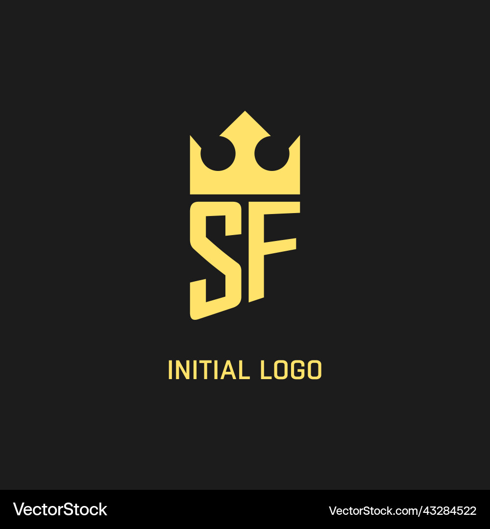 Monogram sf logo shield crown shape elegant Vector Image