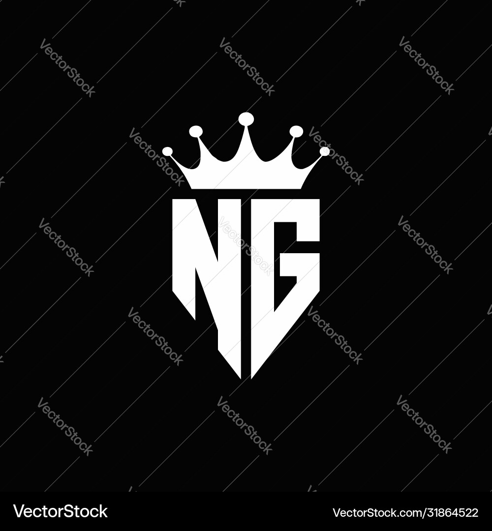 Ng logo monogram emblem style with crown shape Vector Image