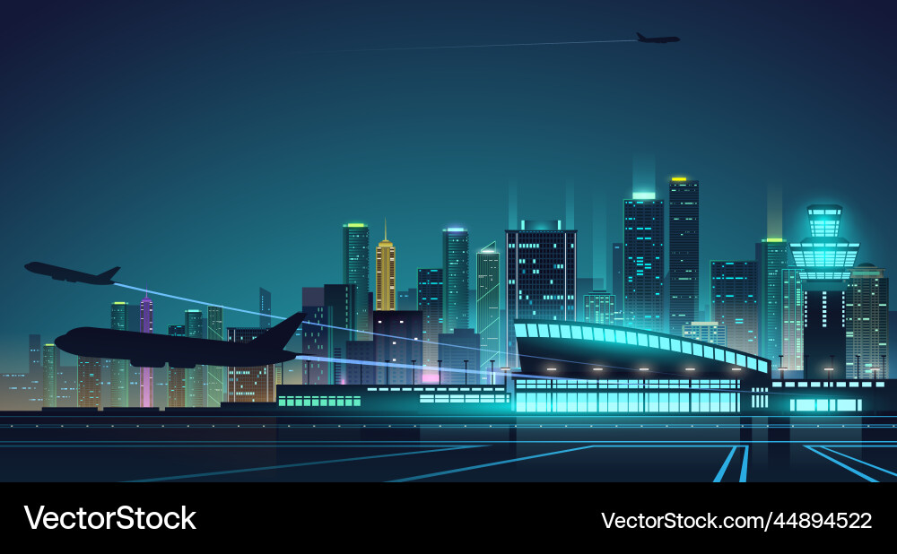 Night airport background Royalty Free Vector Image