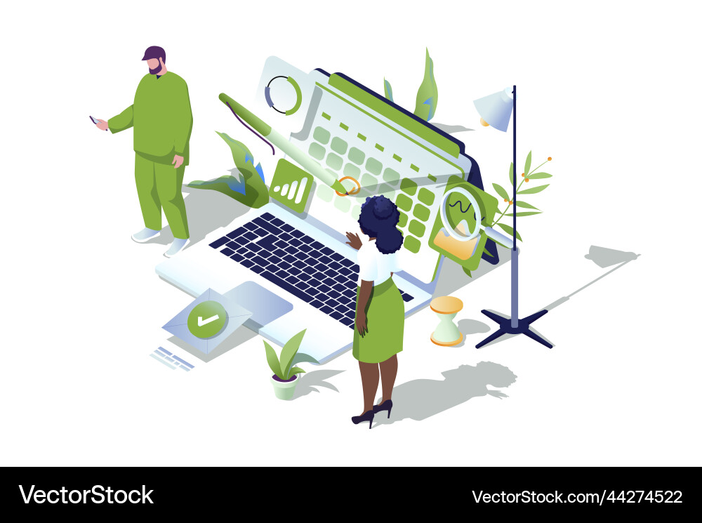 Planning web concept in 3d isometric design Vector Image