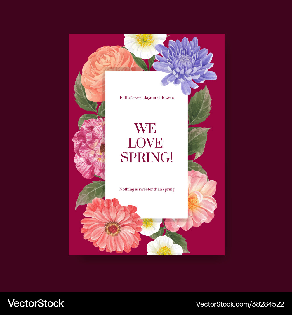 Poster template with spring bright concept design Vector Image