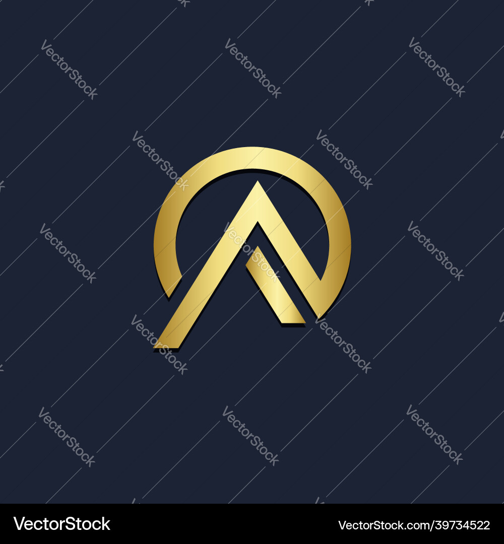 Round line shape triangle gold company logo Vector Image