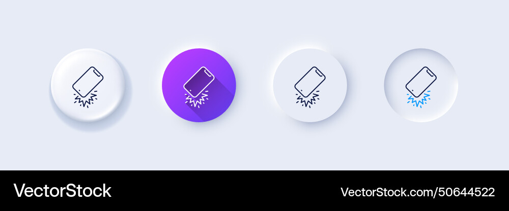 Smartphone falling line icon phone crash sign Vector Image