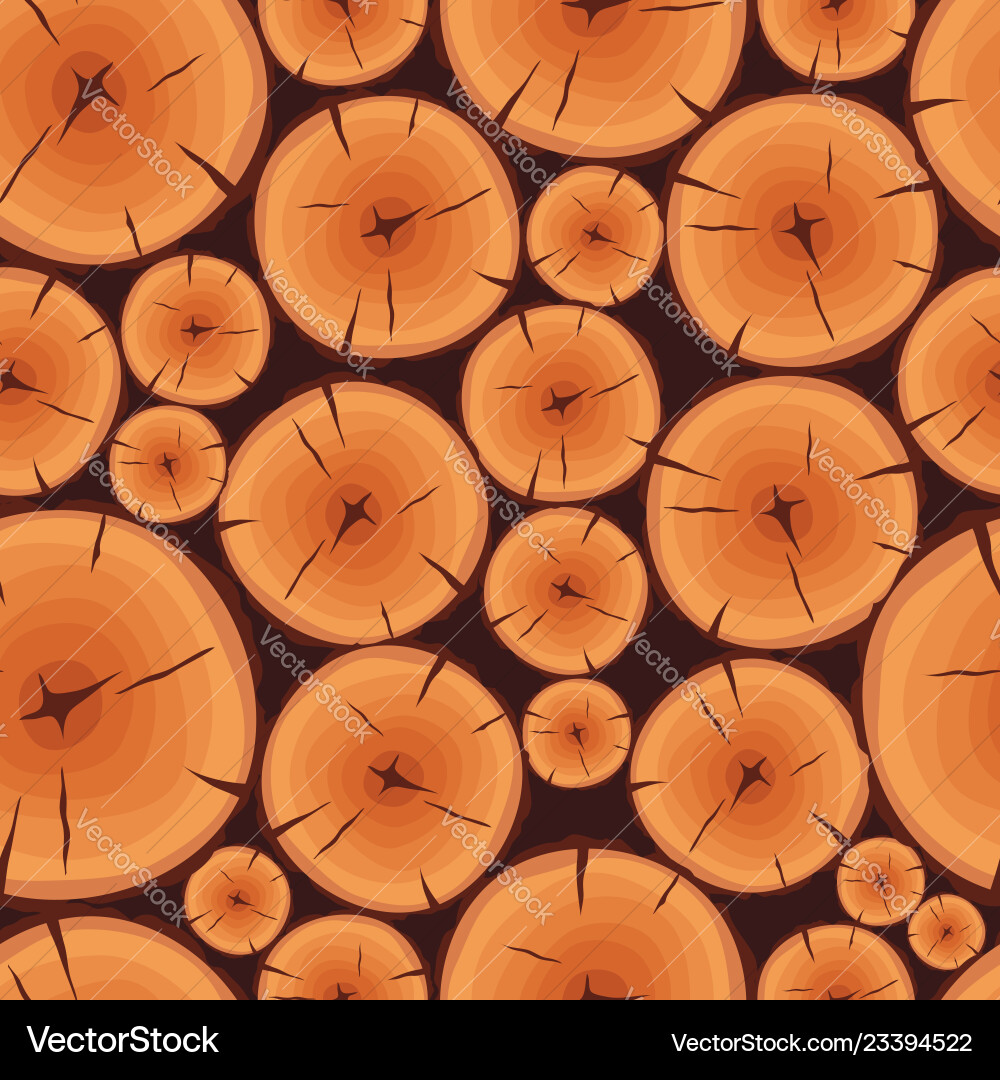 Wooden seamless pattern ring slices of tree Vector Image