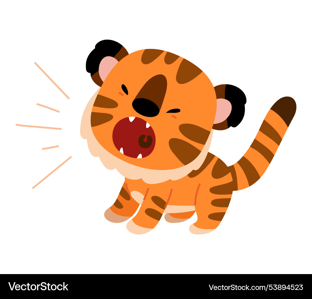 Cartoon characters tiger growls Royalty Free Vector Image