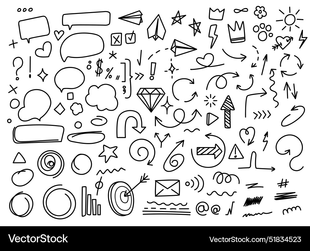 Doodle elements sketch underline arrow and Vector Image