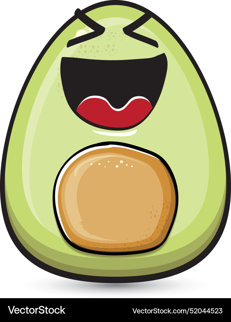 Funny cartoon cute tiny avocado character isolated